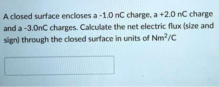 SOLVED: A closed surface encloses a -1.0 nC charge, a +2.0 nC charge ...