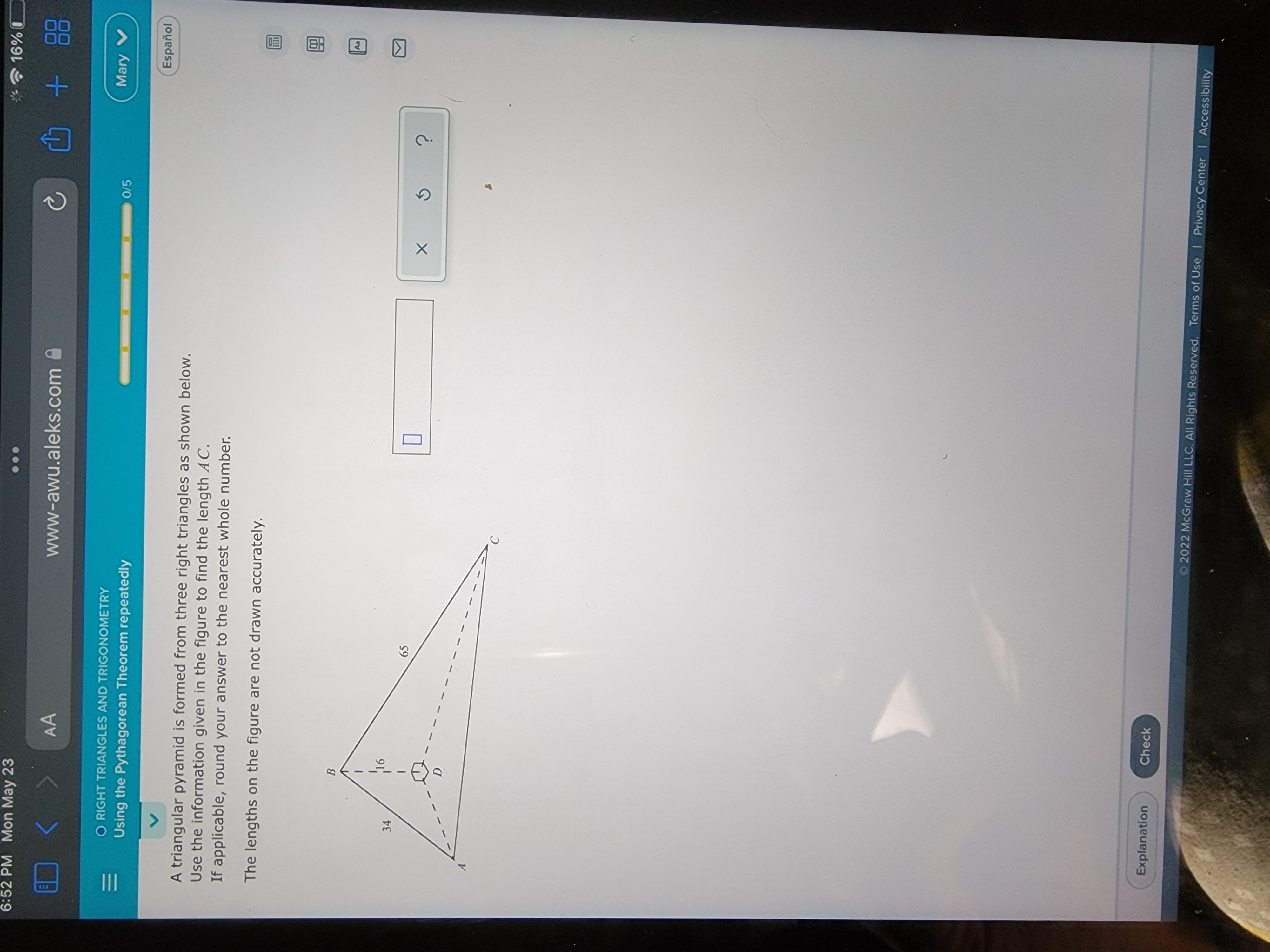 a triangular pyramid is formed from 3 right triangles use the ...