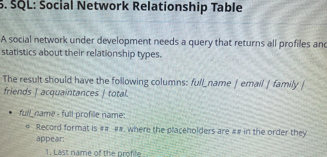SQL: Social Network Relationship Table A social network under ...