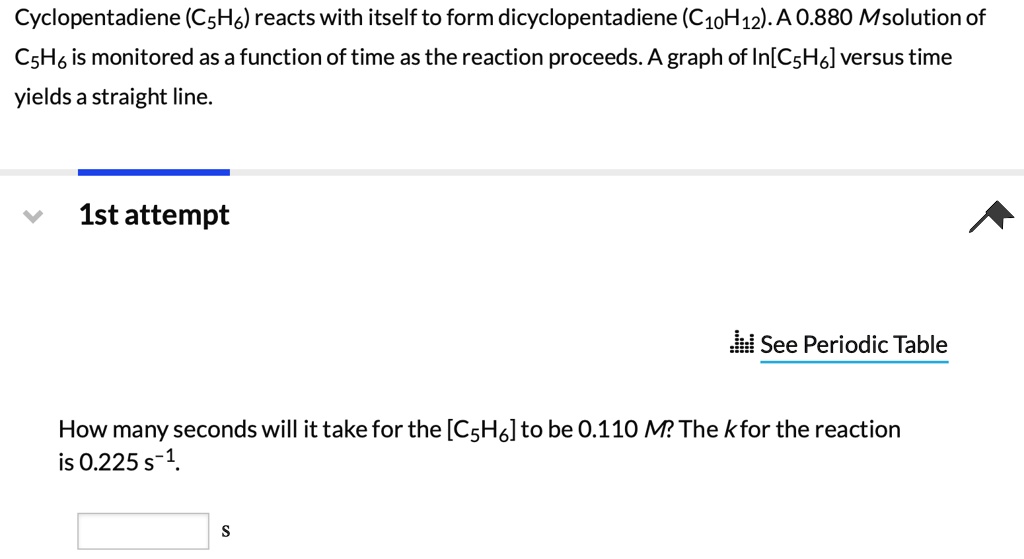 SOLVED: Cyclopentadiene (CsHb) reacts with itself to form ...