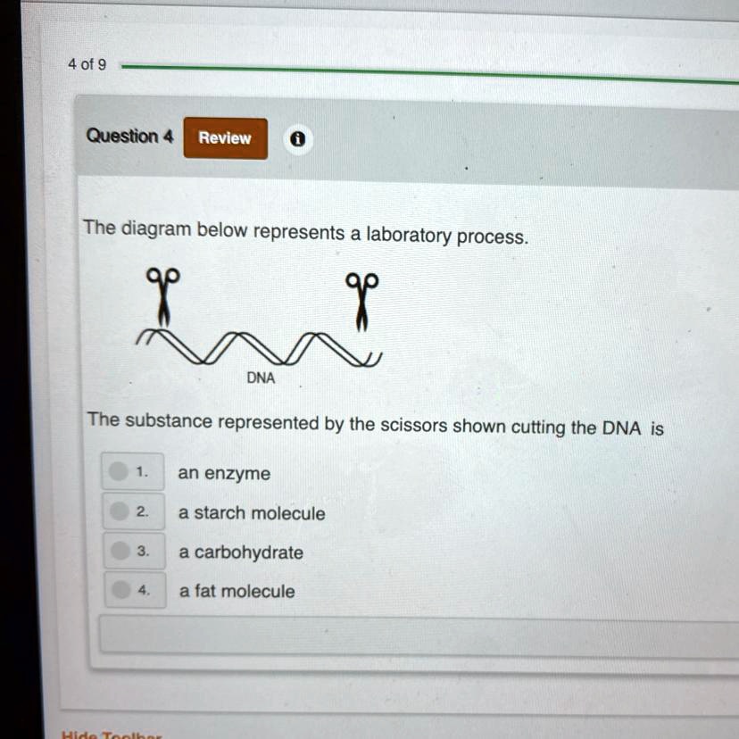 4 of 9 Question 4 Review The diagram below represents a laboratory ...