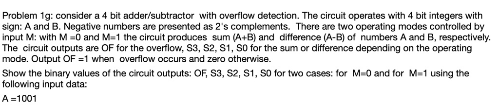 Solved Problem 1g Consider A 4 Bit Addersubtractor With Overflow Detection The Circuit 0337