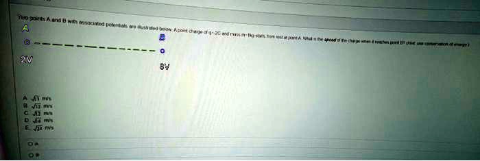 SOLVED: Two points A and B with associated potentials are illustrated ...