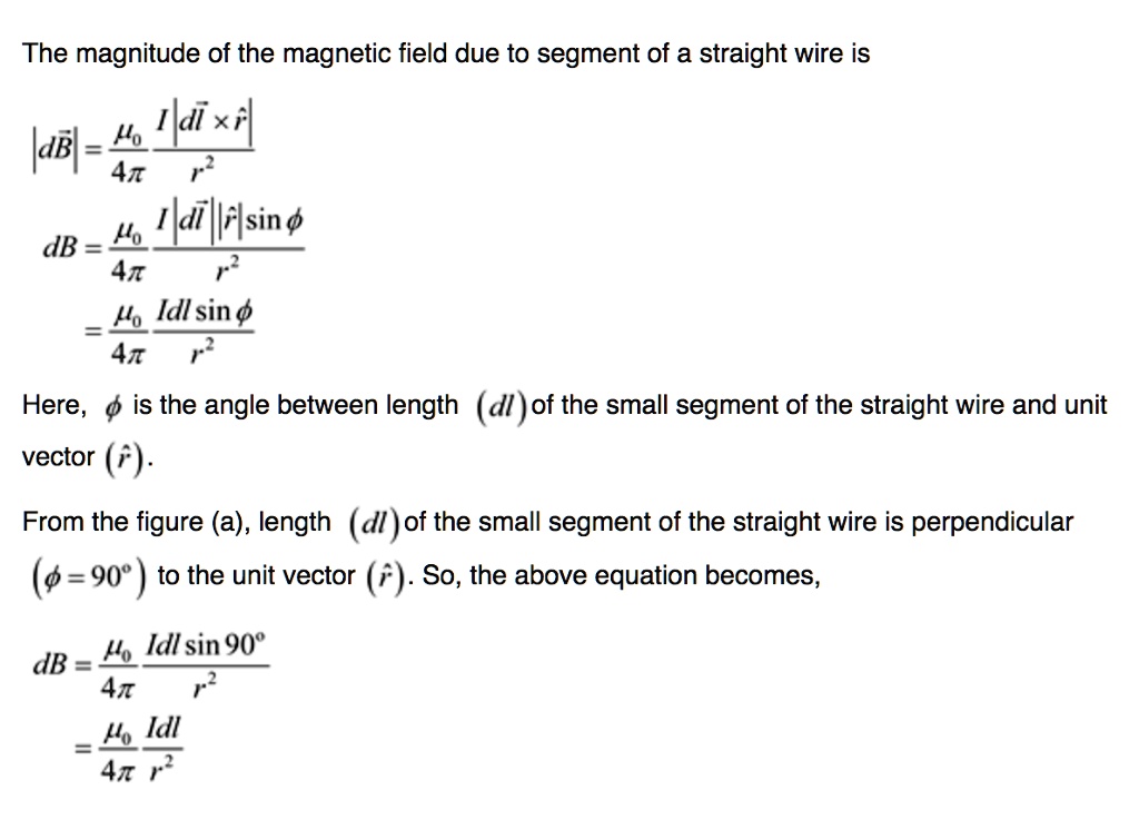 SOLVED: The magnitude of the magnetic field due to segment of a ...
