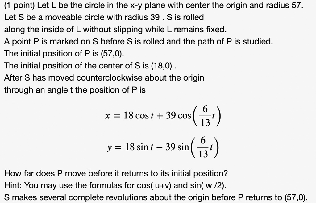 1 point let l be the circle in the x y plane with center the origin and ...