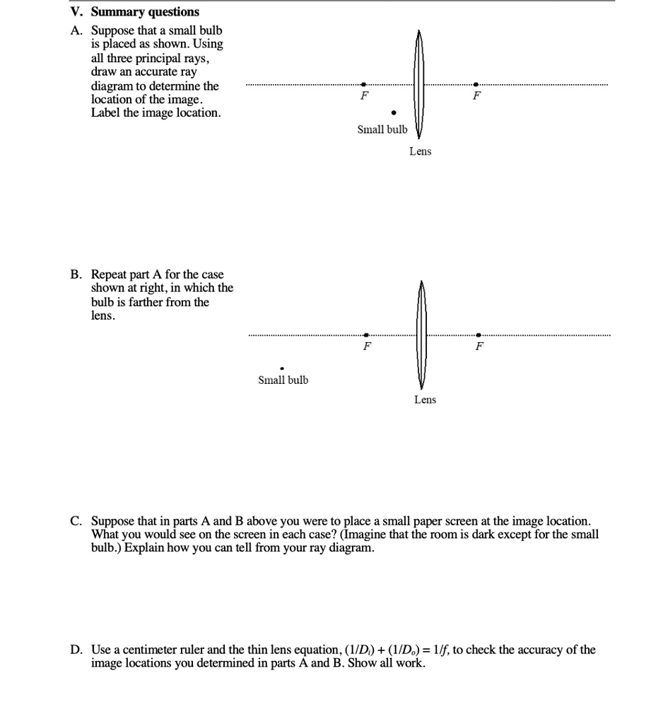 SOLVED: Summary questions Suppose that a small bulb is placed as shown ...