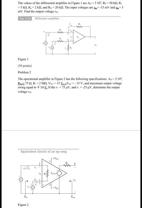 SOLVED: Texts: help asap The values of the differential amplifier in Figure 1 are Ao = 5105, R ...