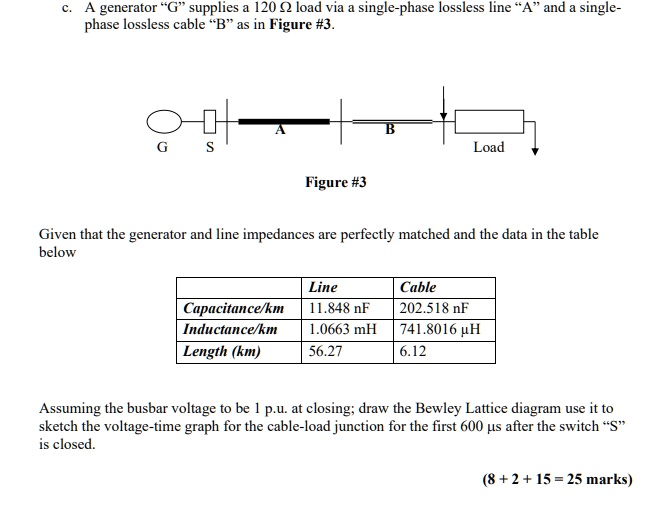 SOLVED: A generator "G" supplies 120 Q2 load via single-phase lossless ...