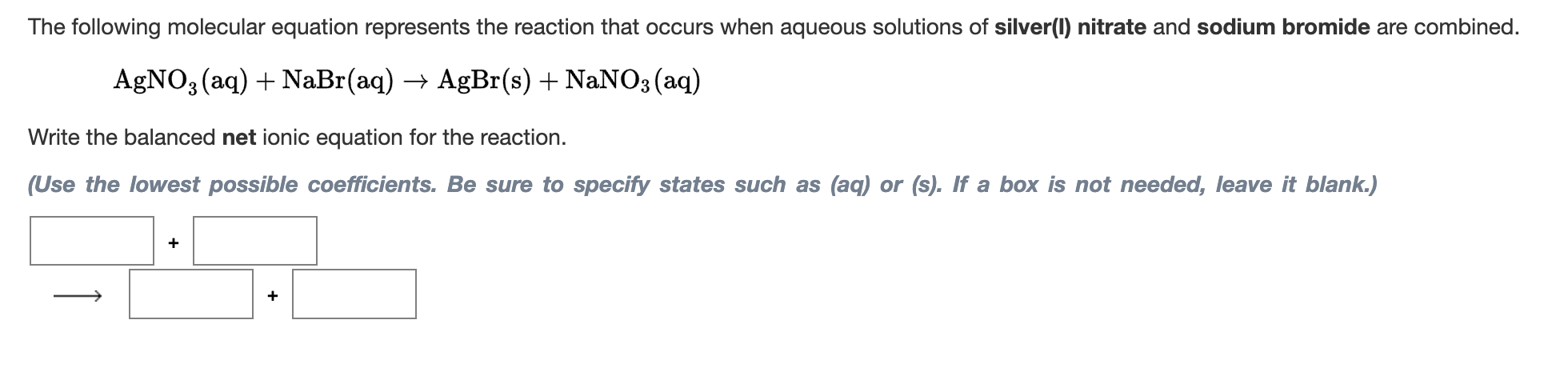The following molecular equation represents the reaction that occurs ...