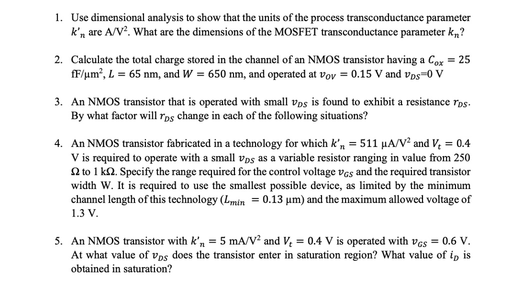 1. Use dimensional analysis to show that the units of the process ...