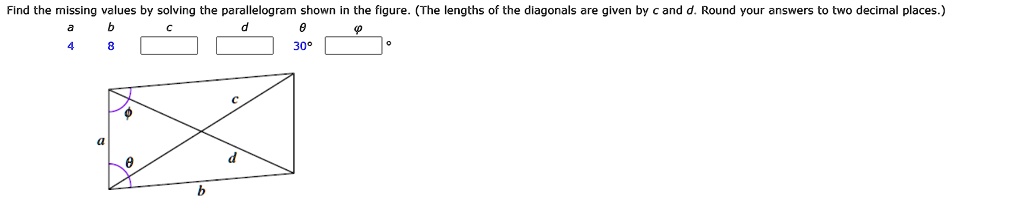 SOLVED: Find the missing values by solving the parallelogram shown in the figure. (The lengths ...