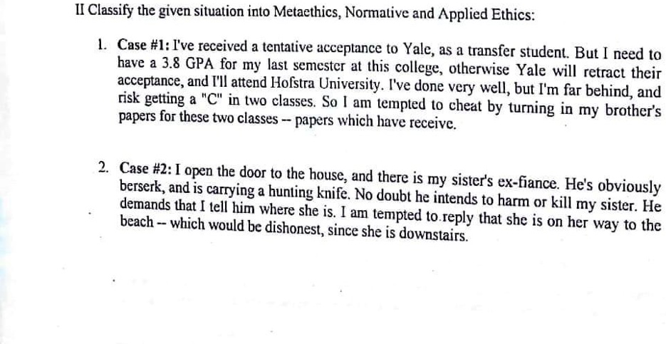 SOLVED: Case #1: I've received a tentative acceptance to Yale as a ...