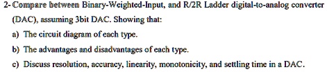 SOLVED: 2- Compare between Binary-Weighted-Input and R/2R Ladder digital-to-analog converter ...