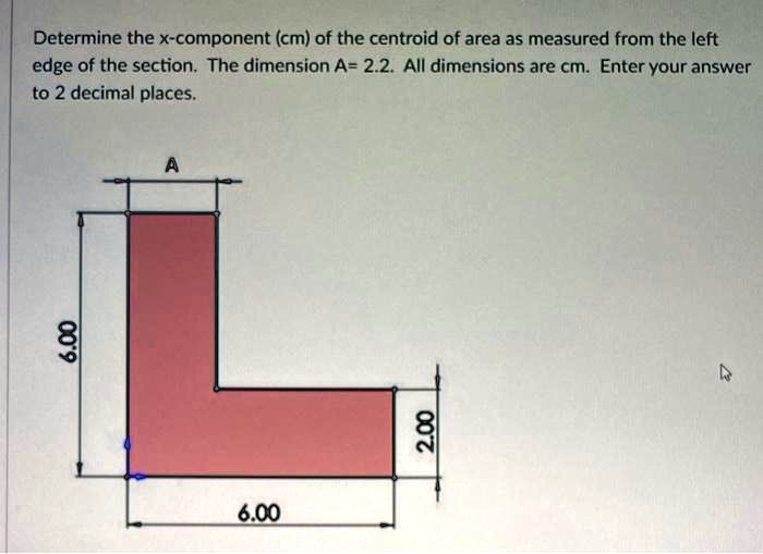 Determine the x-component (cm) of the centroid of area as measured from ...