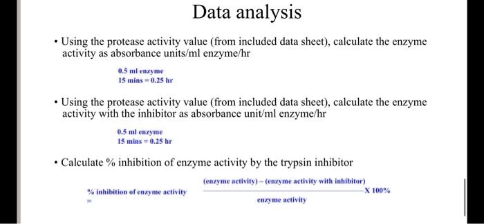 SOLVED: Data analysis Using the protease activity value (from included ...