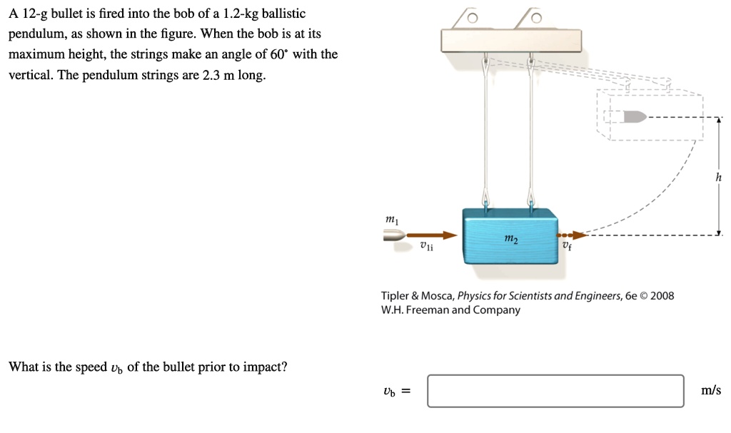 a 12 g bullet is fired into the bob of a 12 kg ballistic pendulum as ...