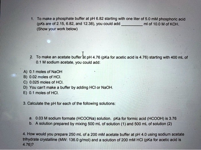 to make phosphate buffer at ph 682 starting with one liter of 50 mm ...