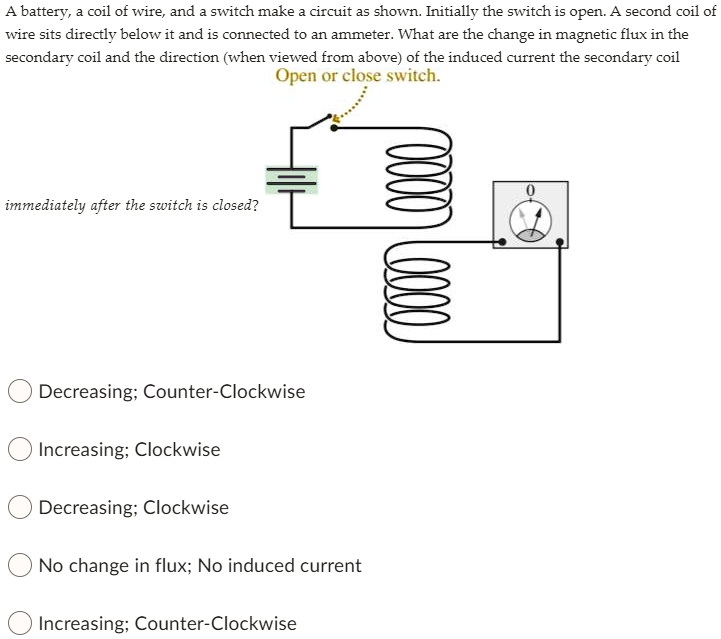 SOLVED: battery , coil of Wire and switch make circuit a5 shown ...