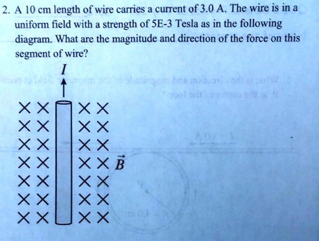 SOLVED: A [0 cm length of wire carries a current of 3.0 A. The wire is ...