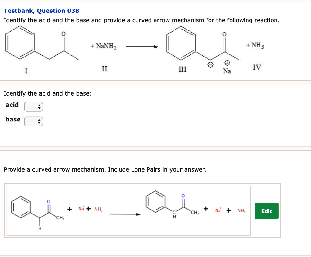 SOLVED: Testbank, Question 038: Identify the acid and the base and ...