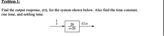 Problem 1: Find the output response, c(t), for the system shown below. Also find the time ...