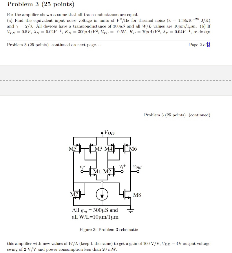 problem 3 25 points for the amplifier shown assume that all transconductances are equal a find ...