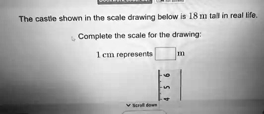 SOLVED: The castle shown in the scale drawing below is 18 m tall in ...