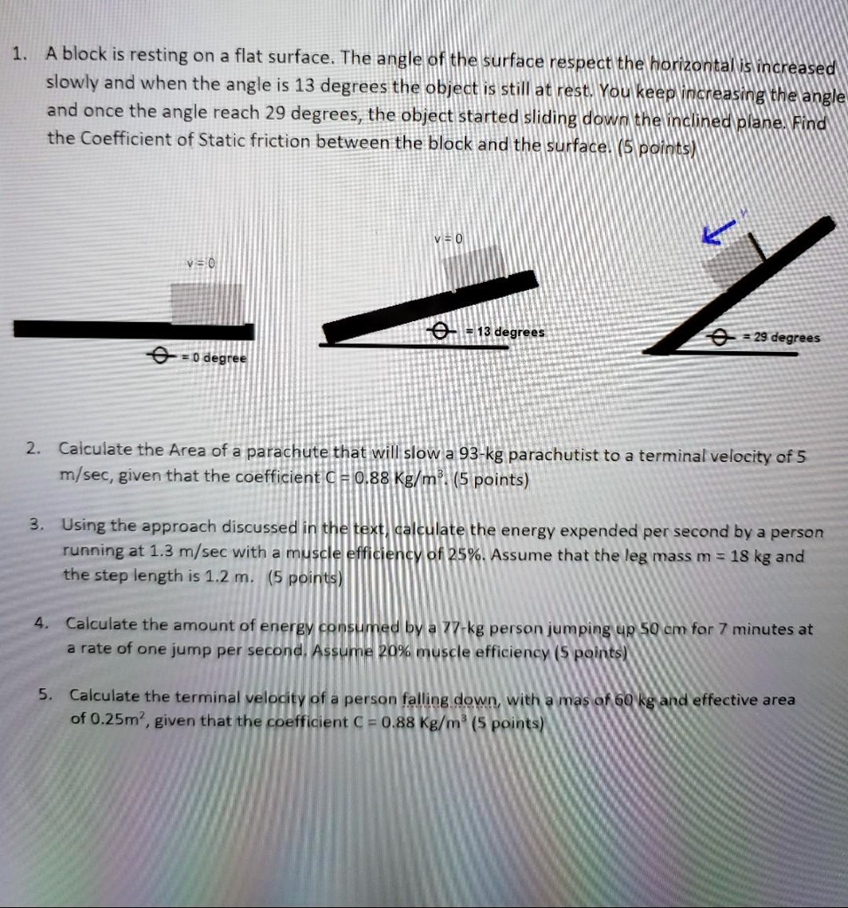 1. A block is resting on a flat surface. The angle of the surface ...