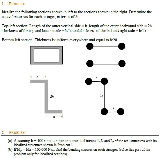 1 PROBLEM Idealize the following sections shown in left to the sections ...