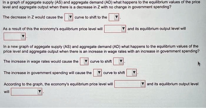 [GET ANSWER] In a graph of aggegate supply (AS) and aggregate demand (AD) what happens to the ...