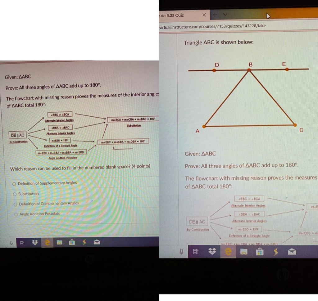 SOLVED: "Triangle ABC is shown below : uiz: 8.03 Quiz virtual instructure concourses/7153 ...