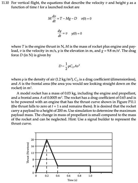 11.10 For vertical flight, the equations that describe the velocity v ...