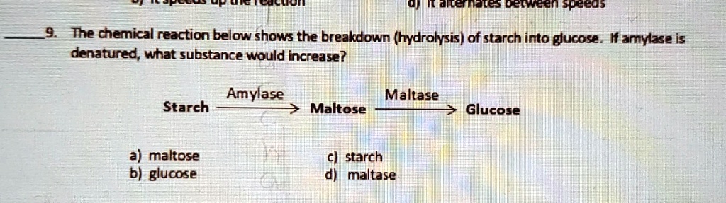 d) it alternates between speeds 9. The chemical reaction below shows ...