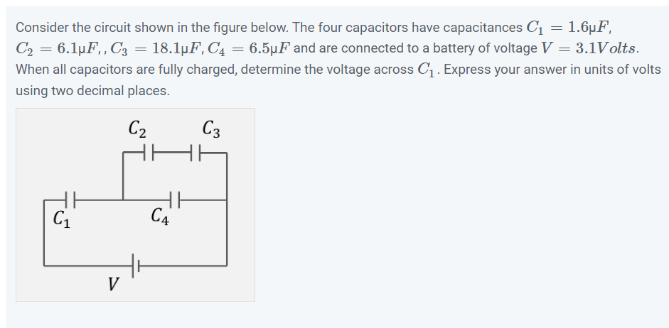 SOLVED: Consider the circuit shown in the figure below. The four capacitors have capacitances C1 ...