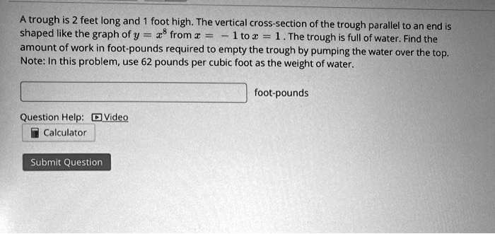 a trough is 2 feet long and foot high the vertical cross section of the ...