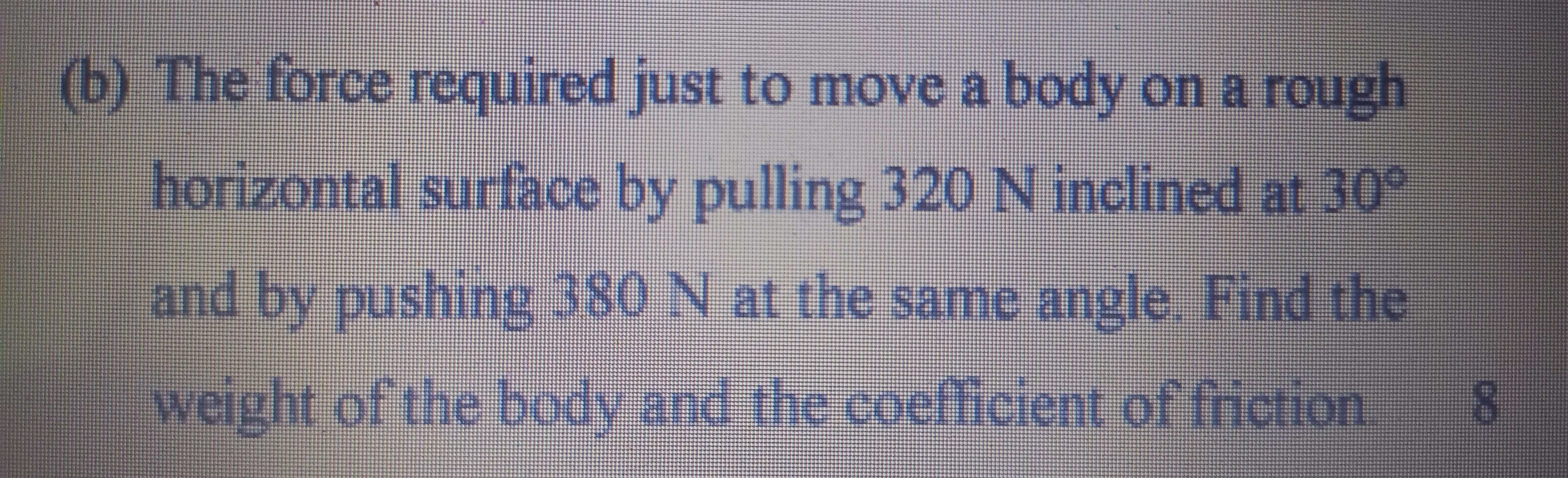 (b) The force required just to move a body on a rough horizontal ...