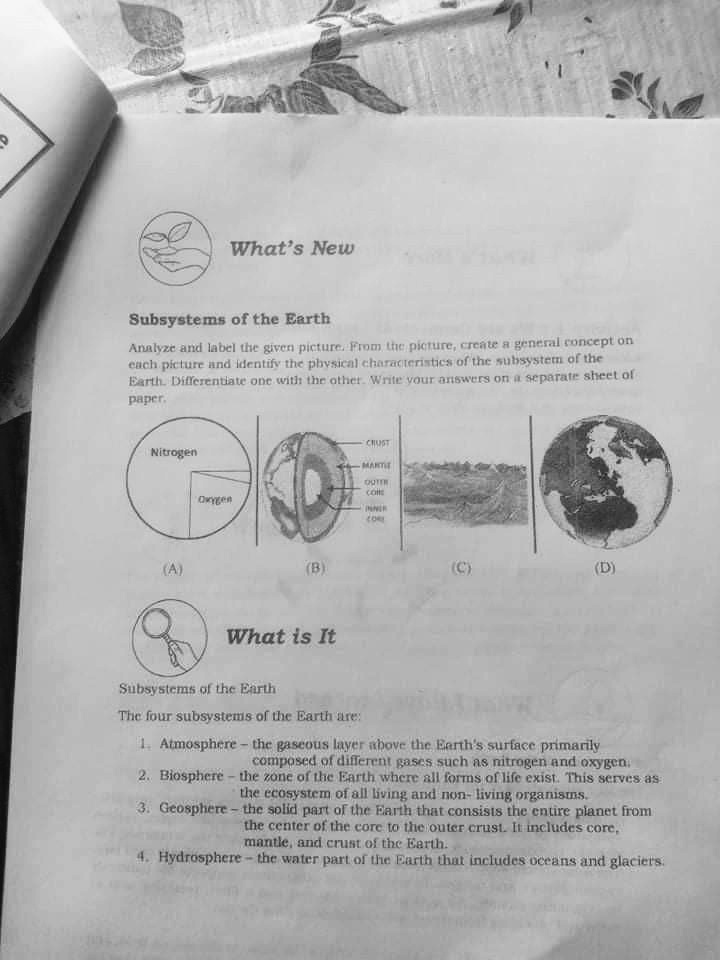 What's New Subsystems of the Earth Analyze and label the...