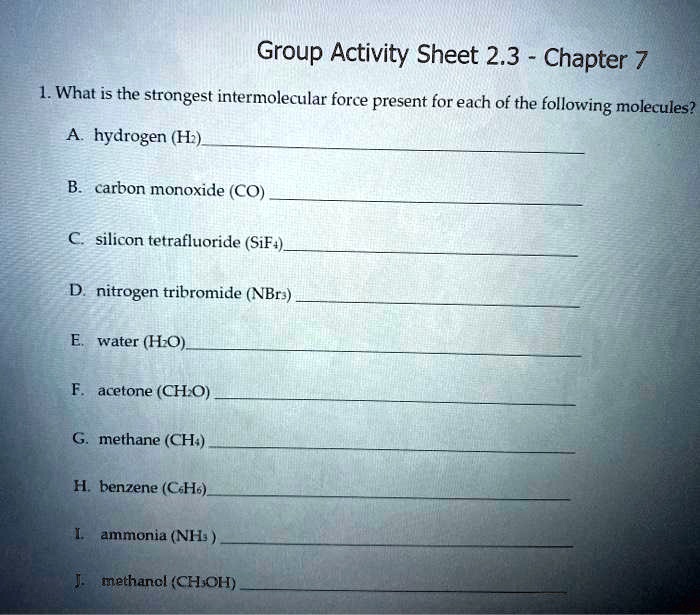 group activity sheet 23 chapter 7 what is the strongest intermolecular ...