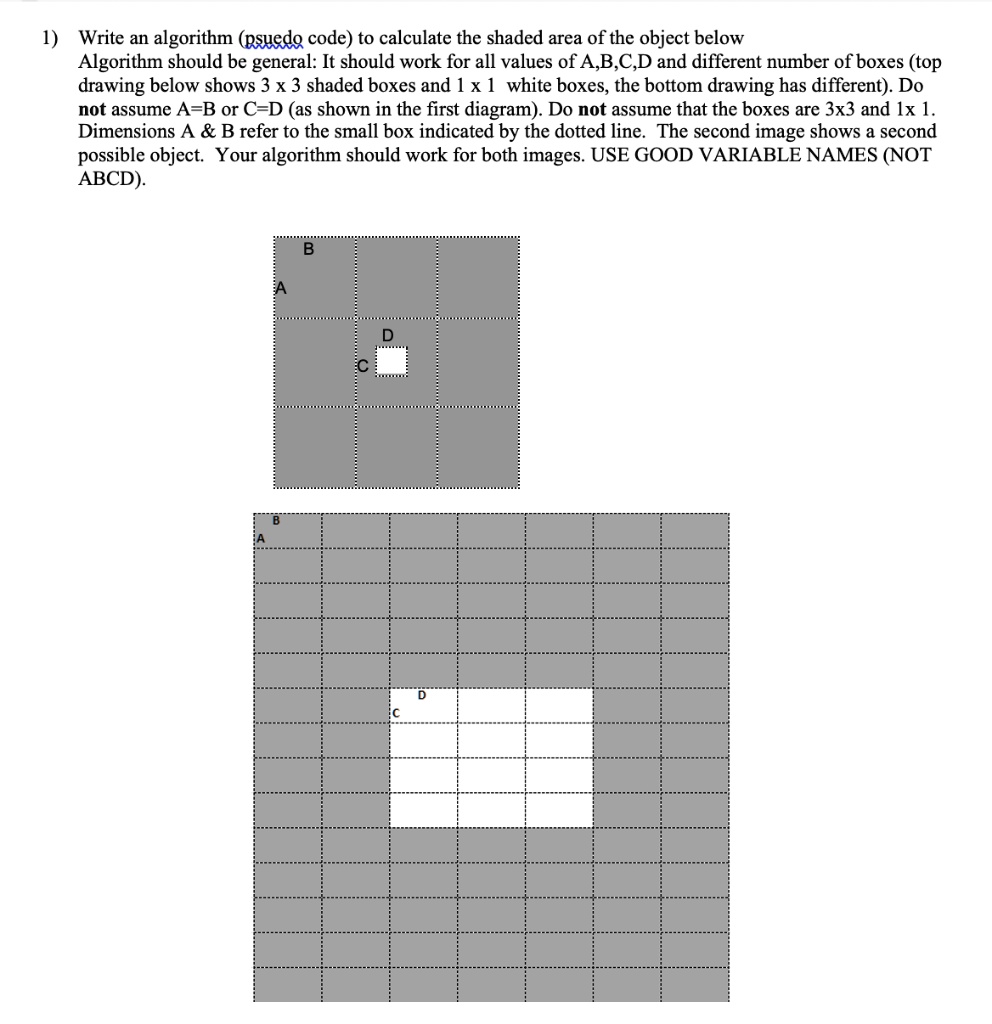 Solved Write An Algorithm Pseudo Code To Calculate The Shaded Area Of The Object Below The