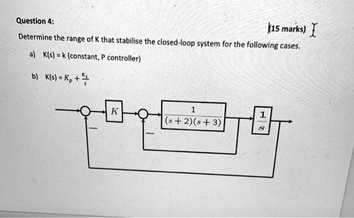 SOLVED: Question 4: (15 marks) Determine the range of K that stabilizes the closed-loop system ...