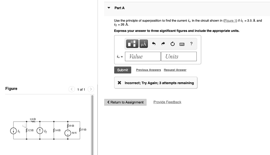 SOLVED: Use the principle of superposition to find the current i in the circuit shown in Figure ...