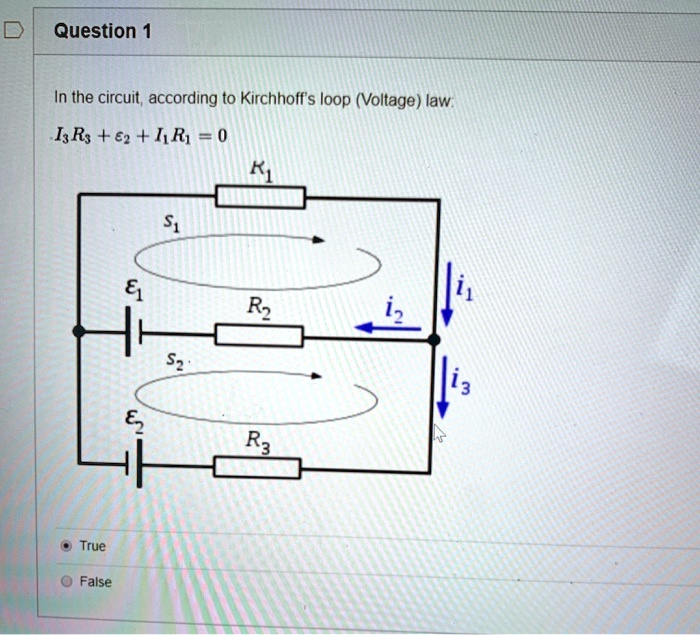 SOLVED: In the circuit, according to Kirchhoff's loop (Voltage) law: IsRs + 62 + HR1 81 Ra R3 ...