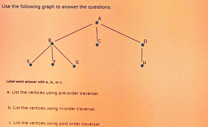 Use the following graph to answer the questions. B E F G A C D Label each answer with a., b., or ...