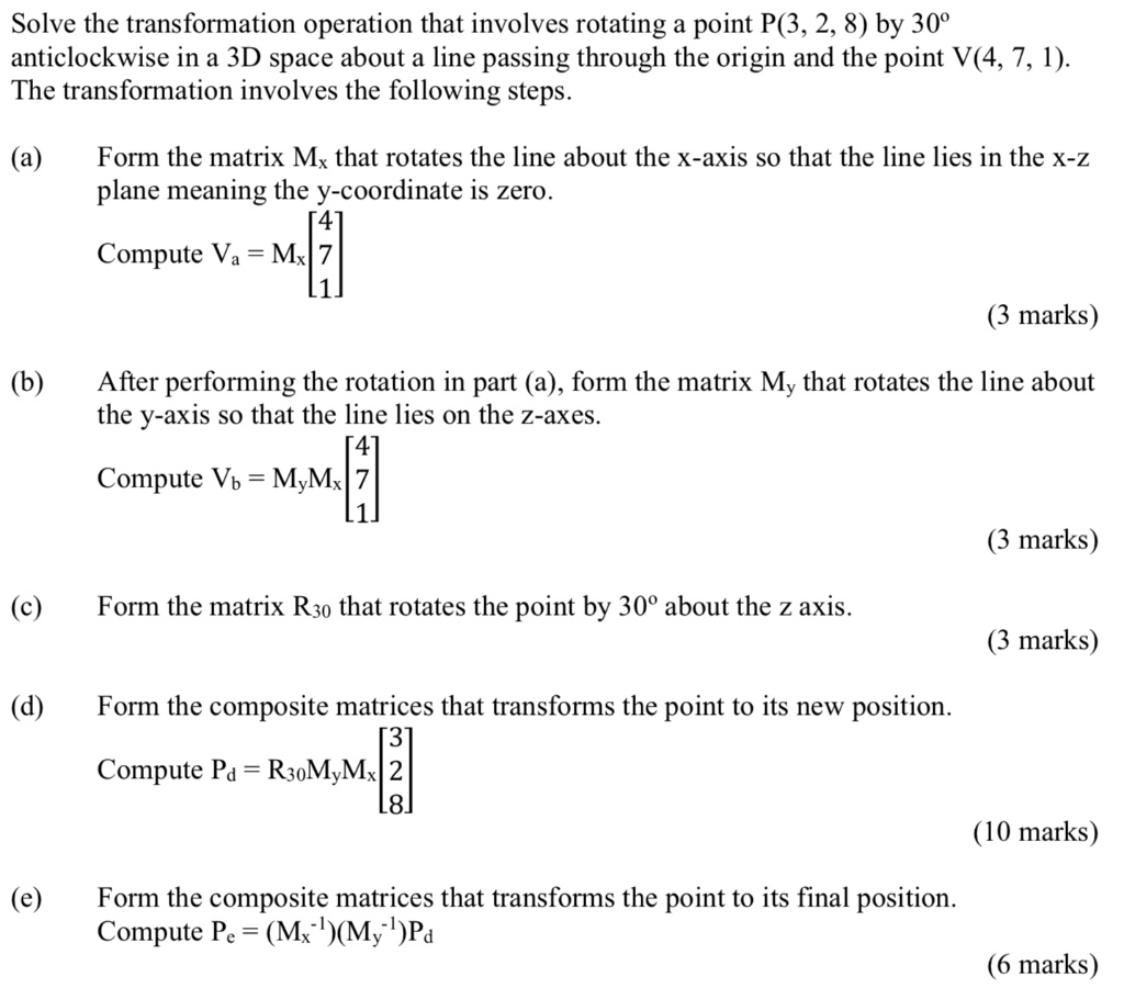 SOLVED: Solve the transformation operation that involves rotating a ...