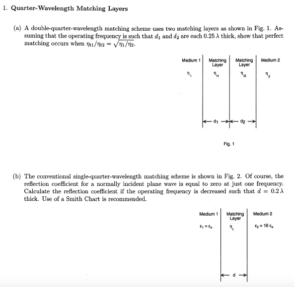 SOLVED: Quarter-Wavelength Matching Layers (a) A double-quarter ...