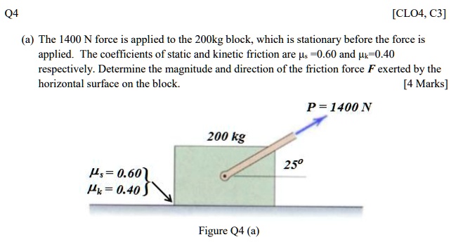 SOLVED: (a) The 1400 N force is applied to the 200 kg block, which is ...