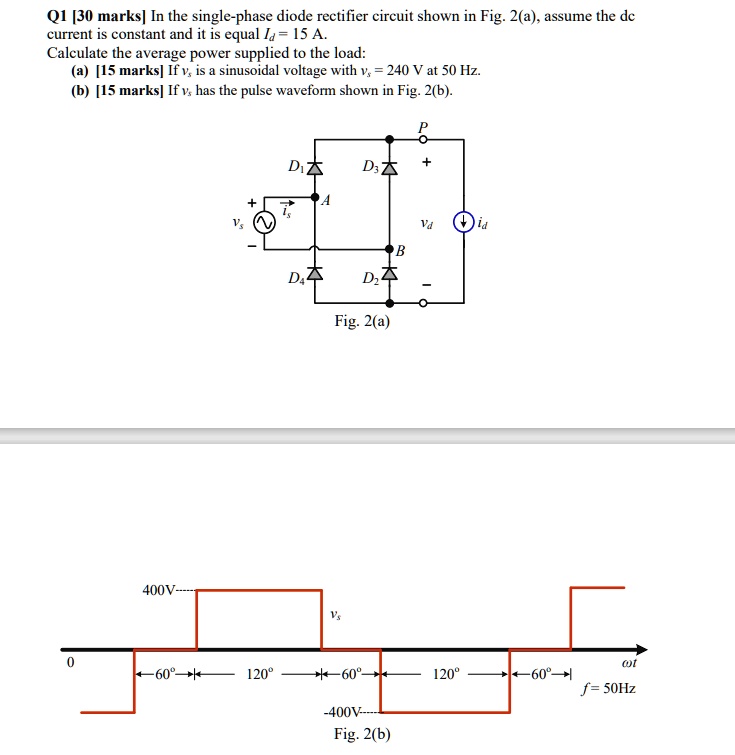 SOLVED: Q1 [30 marks] In the single-phase diode rectifier circuit shown ...