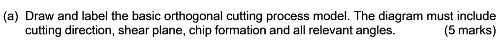 (a) Draw and label the basic orthogonal cutting process model. The ...