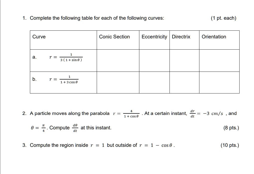 SOLVED: Show detailed work. 1. Complete the following table for each of ...