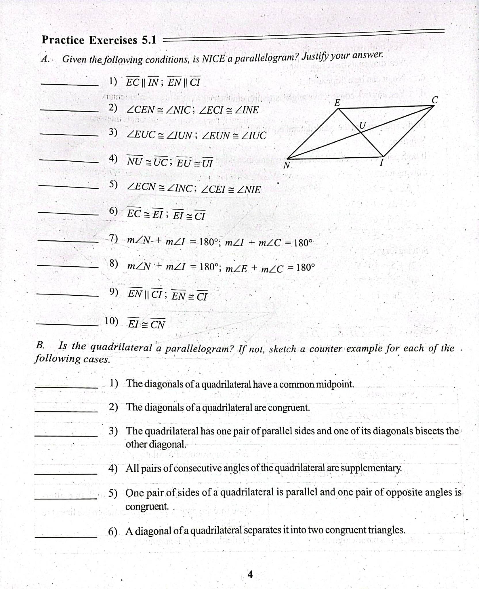 Practice Exercises 5.1 A. Given the following conditions, is...